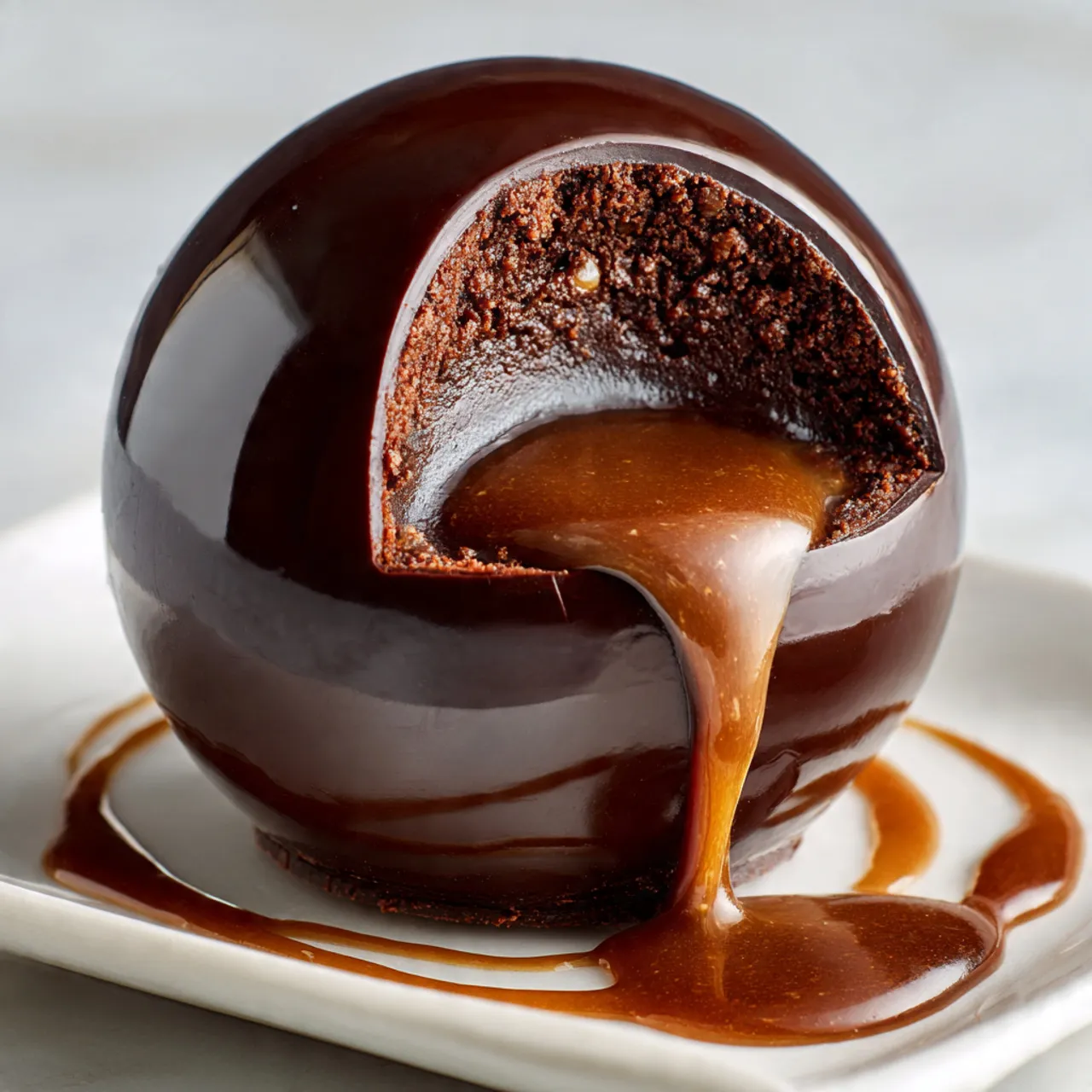 Dark Chocolate Sphere with a Praline Fondant Center